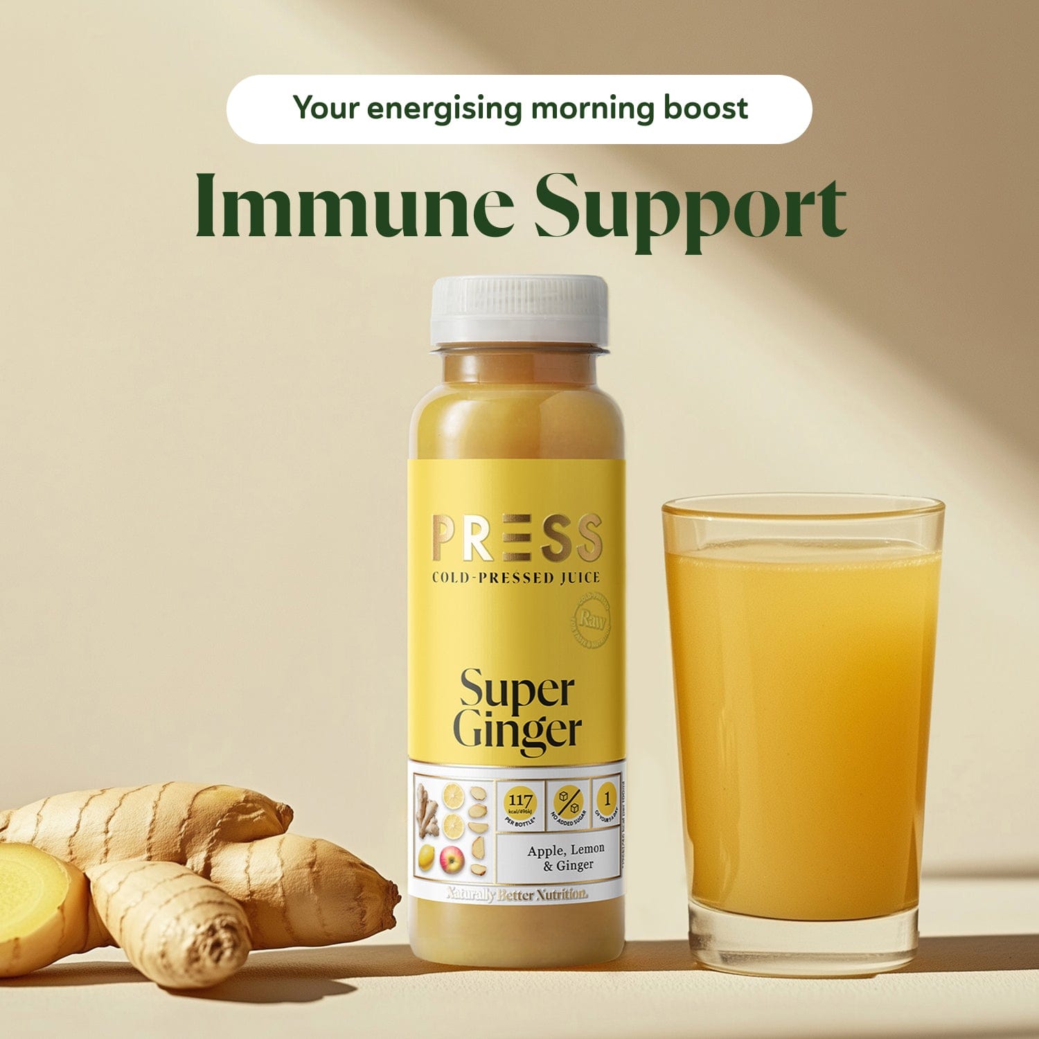 Super Ginger 250ml | Cold-Pressed Apple, Lemon & Ginger Juice